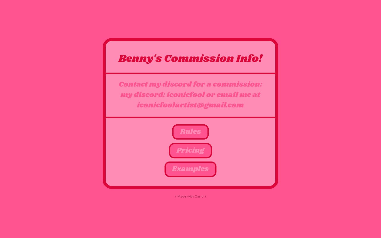 benny's commissions